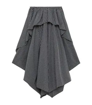 Loewe Draped Check Midi Skirt - Black