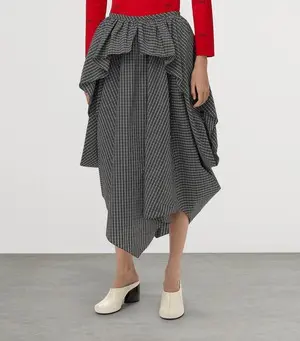 Loewe Draped Check Midi Skirt