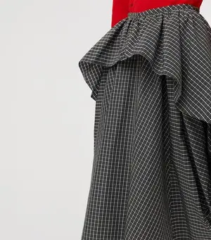Loewe Draped Check Midi Skirt