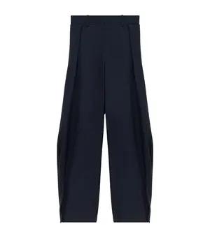 Loewe Wool-blend Pleated Trousers - Navy