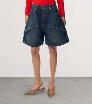 Loewe Panelled Denim Shorts - Navy