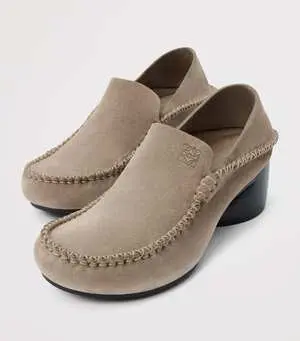 Loewe Leather Oval Heeled Loafers 45