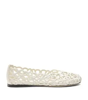 Loewe Leather Petal Anagram Ballet Flats - White