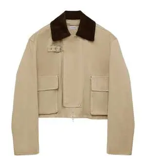 Loewe Cotton-suede Cropped Parka - Beige