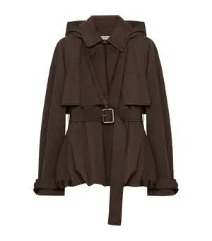 Loewe Cotton Belted Short Trench Coat - Brown