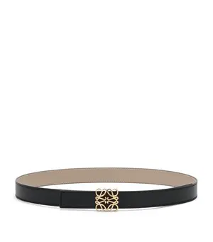 Loewe Leather Reversible Anagram Bombé Belt - Black
