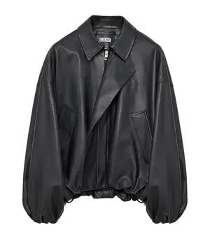 Loewe Leather Flap Bomber Jacket