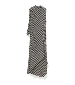 Loewe Draped Check Maxi Dress - Blue