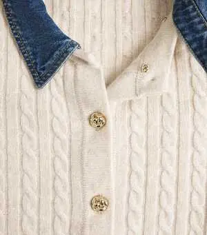 Sandro Wool-cashmere Denim-collar Cardigan