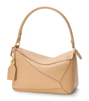 Loewe Medium Leather Featherlight Puzzle Top-handle Bag - Beige