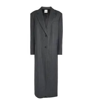 Sandro Wool Rhinestone Long Coat - Black
