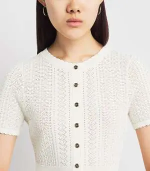 Sandro Pointelle-knit Cropped Cardigan