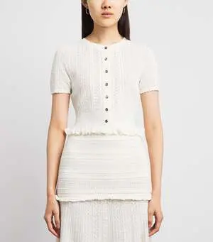 Sandro Pointelle-knit Cropped Cardigan