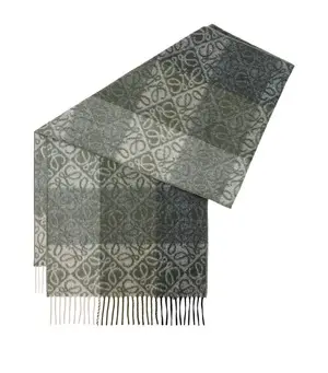 Loewe Wool-cashmere Anagram Scarf - Green