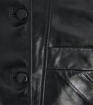 Sandro Oversized Glossy Leather Jacket