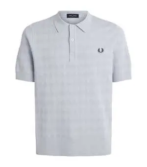 Fred Perry Cotton Pointelle Polo Shirt - Blue