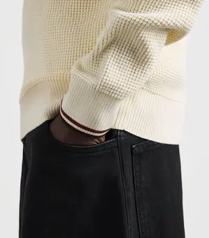 Fred Perry Cotton Waffle Knit Quarter-zip Sweatshirt - Ivory