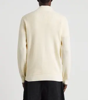 Fred Perry Cotton Waffle Knit Quarter-zip Sweatshirt - Ivory