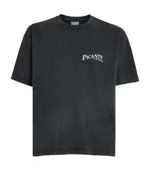 PICANTE Organic Cotton Peaks Patch Logo T-shirt - Black