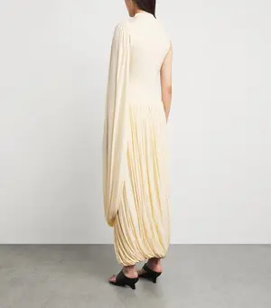 ABADIA High-neck Draped Midi Dress
