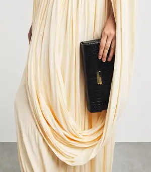 ABADIA High-neck Draped Midi Dress