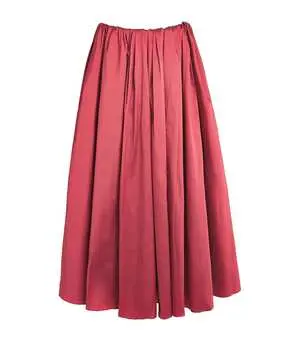 ABADIA Elodie Pleated Midi Skirt - Red
