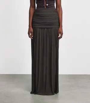 MORE NOIR Crepe Nova Maxi Skirt - Brown