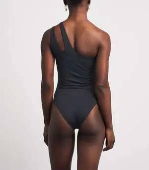 MORE NOIR Embellished One-shoulder Cut-out Swimsuit