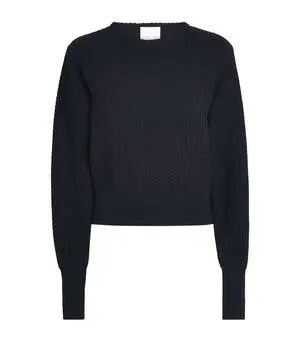 Molli Virgin Wool-blend Wicker-stitch Crew Neck Sweater - Black
