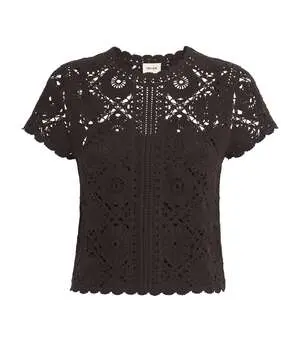 ME+EM Framed Crochet T-shirt - Brown