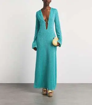 Oseree O-ring Lumière Kaftan Mini Dress - Turquoise