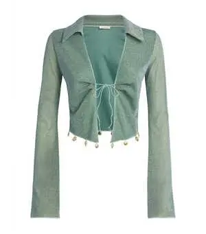 Oseree Cropped Lumière Shirt - Green