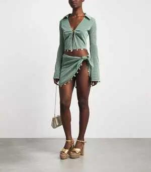 Oseree Cropped Lumière Shirt With Nautical Charms - Green