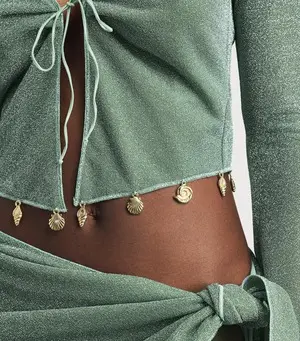 Oseree Cropped Lumière Shirt With Nautical Charms - Green