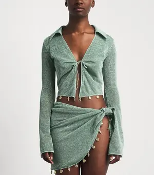 Oseree Cropped Lumière Shirt With Nautical Charms - Green