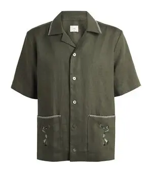 CHE Linen Trompette Embroidered Shirt - Green