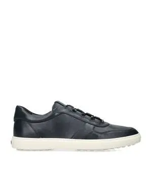 TOD'S Leather Elastic Cassetta Sneakers - Navy
