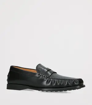 TOD'S Leather Arricciato Gomma Loafers