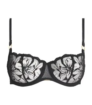 Chantelle Embroidered Fleurs Balconette Bra - Black