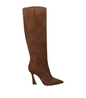 STUART WEITZMAN Suede Vinnie Zip Knee-high Boots 100