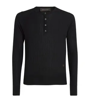 WALES BONNER Wool-cotton Nile Henley Top - Brown