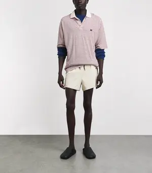 WALES BONNER Linen-cotton Stripe Bask Polo Shirt - Ivory