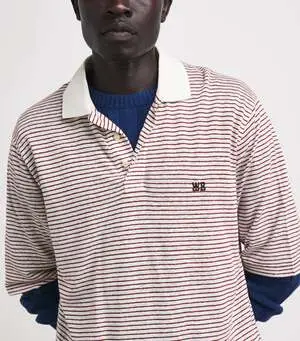 WALES BONNER Linen-cotton Stripe Bask Polo Shirt - Ivory