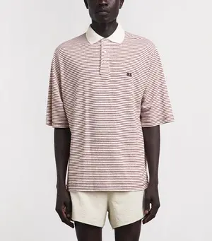 WALES BONNER Linen-cotton Stripe Bask Polo Shirt - Ivory