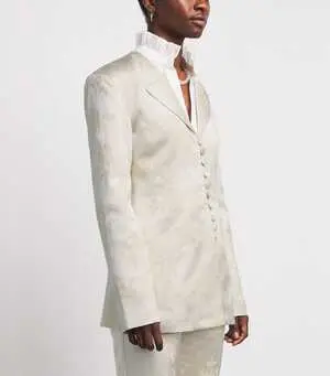 GANNI Satin Floral Blazer