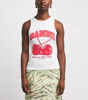 GANNI Organic Cotton Graphic Tank Top