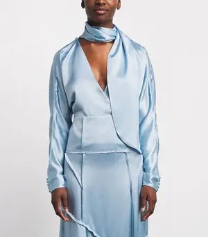 GANNI Satin Scarf Blouse
