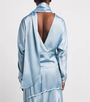 GANNI Satin Scarf Blouse