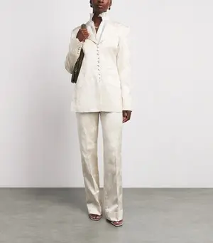 GANNI Satin Floral Tailored Trousers