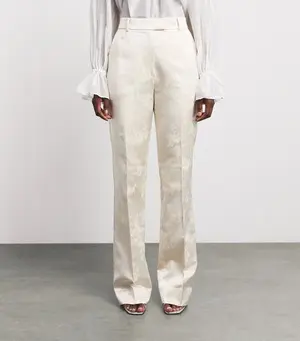 GANNI Satin Floral Tailored Trousers